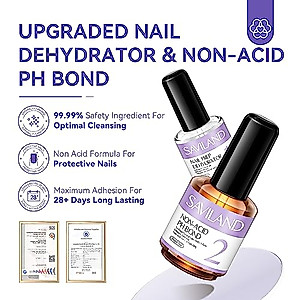 SAVILAND Nail Dehydrator and Primer - Natural Nail Prep Dehydrator and Acid-Free PH Bond for Acrylic Nail Kit Gel Nail Polish, Professional Superior Bonding Acrylic Nail Supplies