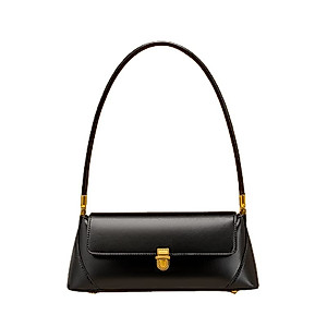 Women Design Handbags Genuine Leather Top Handle Purses Handbags Shoulder Bag For Women Small (Black)