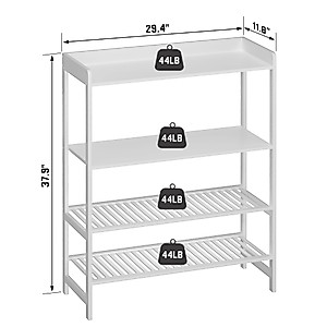 POXAKA Sofa Table, Bamboo Console Table, 4-Tier Narrow Side Table with Open Shelves, Foyer Table Plant Stand for Entryway, Hallway, Kitchen, Living Room, Balcony and Bedroom