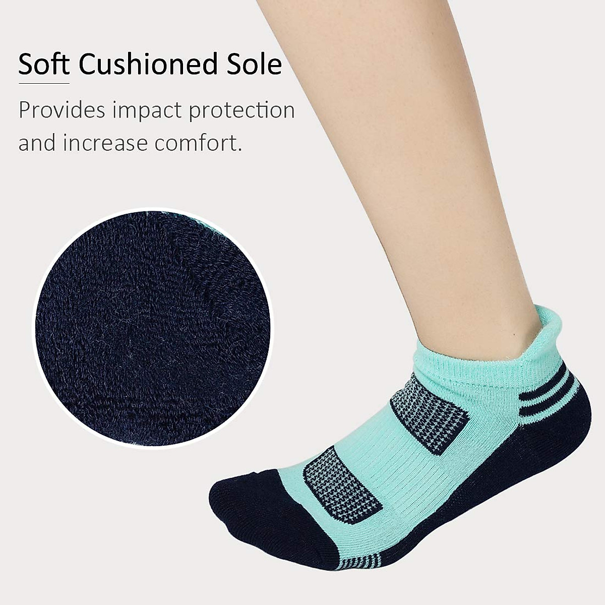 AIRSTROLL Coolmax Athletic Running Ankle Socks for Womens Colorful Low Cut Socks 4 Pack(Multicolor,4Pairs)