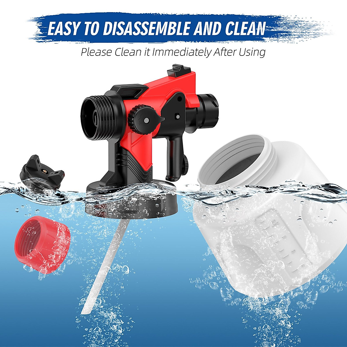 Pokk Paint Sprayer, 850W HVLP Electric Spray Paint Gun, 6 Copper Nozzles and 3 Spray Patterns, Easy to Clean, Paint Sprayers for Home Interior and Exterior, Cabinets, Furniture,Fence, Walls Etc.