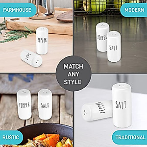 Farmhouse Salt and Pepper Shakers Set - Rustic Salt and Pepper Shakers Set - Cute White Salt and Pepper Shakers for Your Farmhouse Kitchen, Sturdy Ceramic, 3.4 oz Capacity, Rust-Free