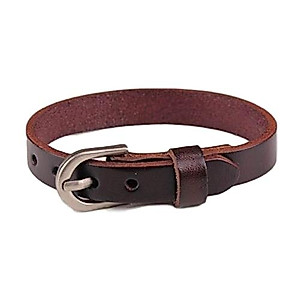ForeverGiftsusa Free Engraving - Genuine Dark Brown Leather Bracelet With Buckle