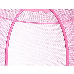 2Pcs Stuffed Animal Storage Foldable Stuffed Animal Net or Hammock Organizer, 4 Compartments Hanging Mesh Toy Storage Hammock for Kid Room Toys, Gloves, Hats, Socks（Pink）