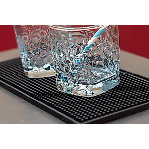 WISHMART Black Bar Mats Set of 2 (12x6 Inches) | Drying, Durable and Stylish Spill Mats for Bars, Restaurants, Coffee Shops, Bar Mats for Countertop and Table Top, Non-Spill & Non-Toxic Mats
