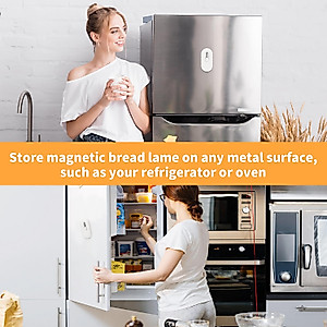 Faweskiy Magnetic Bread Lame Dough Scoring Tool-Sourdough Lame Scoring Tool, Bread Dough Cutter Slashing Razor Tool,Cutting Bread Scoring Tool for Sourdough Bread Baking-Patterns Booklet and 5 Blades