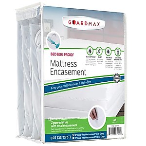 Guardmax Zippered Mattress Encasement - Cot Size - Waterproof and Bed Bug Proof Mattress Protector - 6 Sided Absorbent Mattress Cover - Soft, Breathable, and Hypoallergenic. (Day Bed 33 X 75 X 10)
