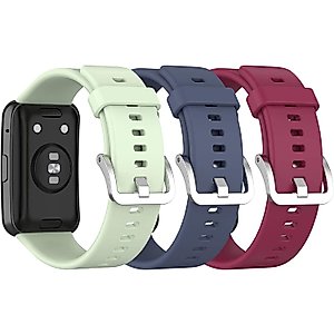 TenCloud Bands Compatible with Huawei Watch Fit Smartwatch Men Women Wristband for Watch Fit Band (Green+Grey+Wine Red)