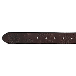 Eddie Bauer Women's Casual Leather Belts, One Size Fits Most, Floral Tooled-Brown, Medium