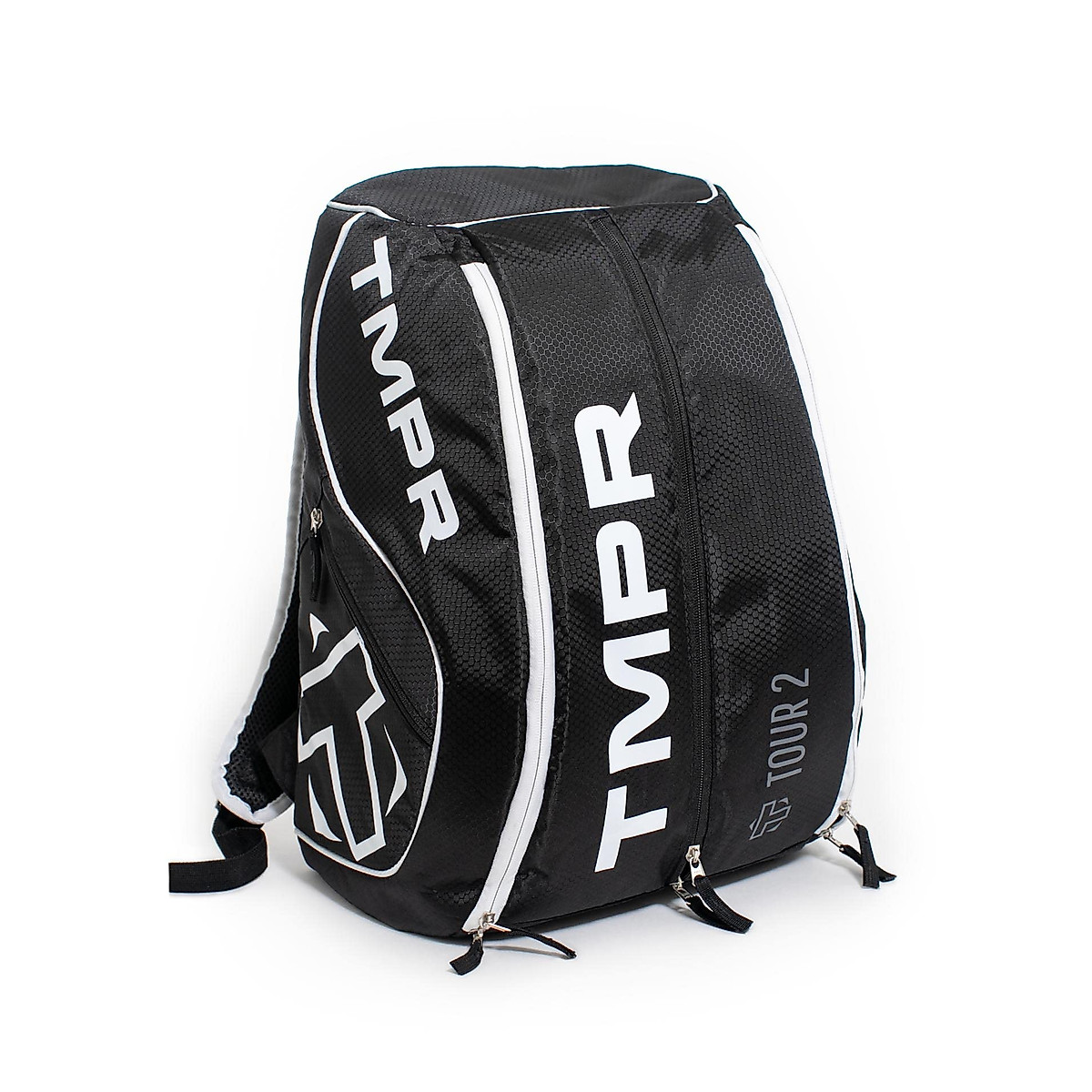 TMPR Sports Tour Backpack 2 - Pickleball Bag for Men & Women with Laptop Compartment, Lightweight & Adjustable, Comfortable Straps, Great for Outdoors, Hiking, Camping, Gym, Sports and More, Black/White