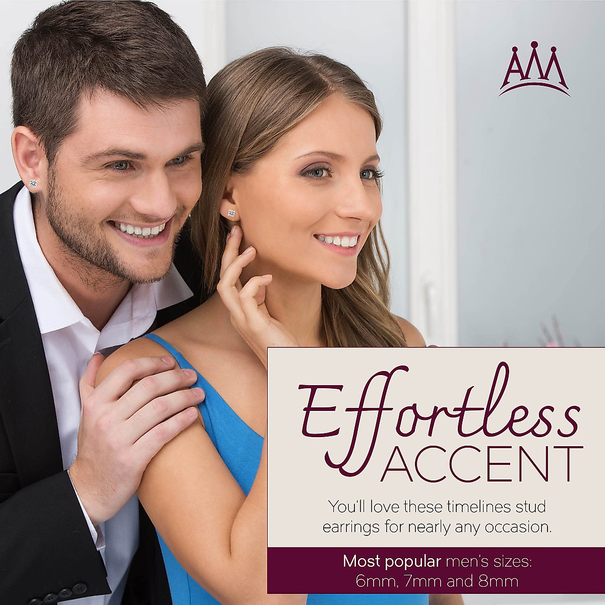 14k Solid Gold PRINCESS Stud Earrings Square Cubic Zirconia Princess-cut CZ Unisex Studs, 14kt White Gold (5mm)