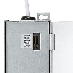 Maxxima 2 in. Ultra-Thin Square Recessed Anti-Glare LED Downlight, Canless IC Rated, 450 Lumens, 5 Color Temperature Selectable 2700K/3000K/3500K/4000K/5000K, Dimmable, Black Trim, 90 CRI, J-Box Incl