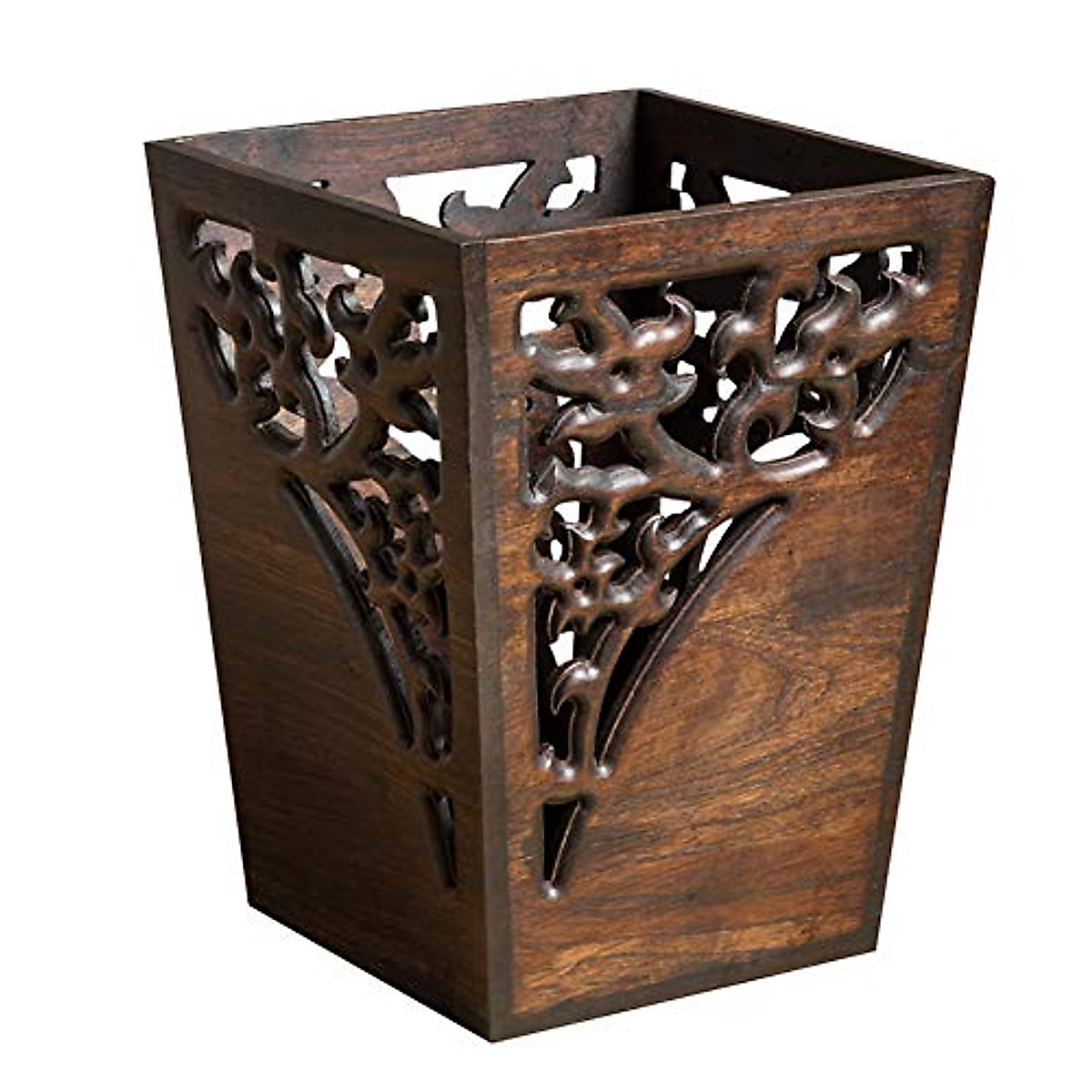 Wooden Open Top Trash Can,deskside Decorative Recycling Can Chinese Storage Bin Office Wastebasket for Livingroom Bedroom Kitchen-b 23x30x18cm(9x12x7inch)