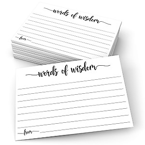 321Done Words of Wisdom Card (50 Cards) 4" x 6" - Blank Advice Cards for Wedding Bridal Shower Baby Shower Mr and Mrs Bride and Groom Graduation - Made in USA - White