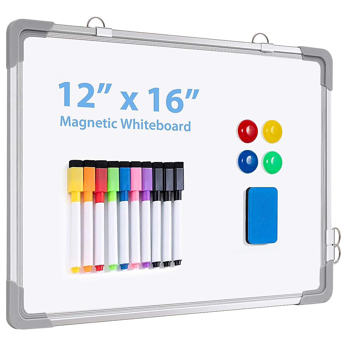 Small White Board Dry Erase for Wall, ARCOBIS 12" x 16" Magnetic Hanging Double-Sided Whiteboard, Portable Mini White Board for Kids Drawing, Kitchen Grocery List, Cubicle Planning Memo Board