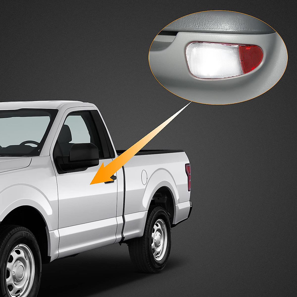 HERCOO LED Door Panel Light Interior Door Courtesy Lights Lens Cover Lamp Housing White Blubs Assambly Compatible with Ford F150 1997-2003 F-250 1997-1999, Pack of 2