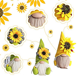 BERNIE ANSEL 2 Pcs Sunflower Gnome,Summer Gnomes Flannelette Doll, Spring Gnomes Plush, Spring Cute Faceless Doll Tomte Nisse Elf Bee Festival Home Farmhouse Kitchen Decor