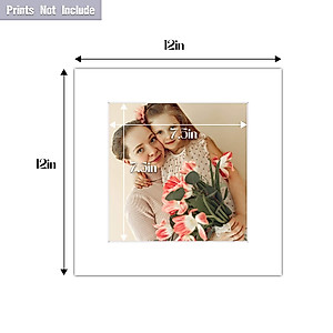 Golden State Art, Pack of 10, 12x12 White Picture Mats Mattes with White Core Bevel Cut for 8x8 Photo