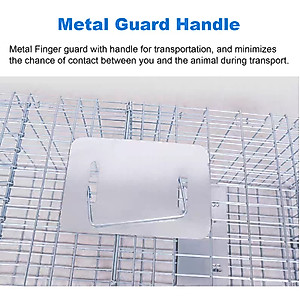 Cat Trap for Stray Cat Humanitarian-aid, Foldable Catch and Release Animal Trap Large One-Door with Metal Guard Handle 24×7.5×8.3 Inch