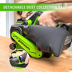 Greenworks 24V Brushless Cordless 3in. x 18in. Belt Sander Kit with Dust Bag and 60 Grit Sandpaper, Tool Only
