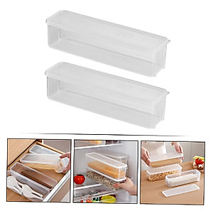 KICHOUSE 2Pcs Airtight Rectangular Pasta Noodle Storage Boxes Sealed Grains Canisters for Pantry and Refrigerator Organization for Spaghetti and Food Storage