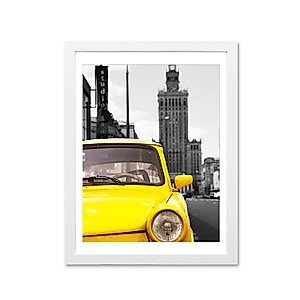Emeyart 12x16 White Picture Frames Display 11x14 Documents with Mat or 12 x 16 Photo Without Mat Solid Wood Picture Frame for Living Room and Office Wall Decor