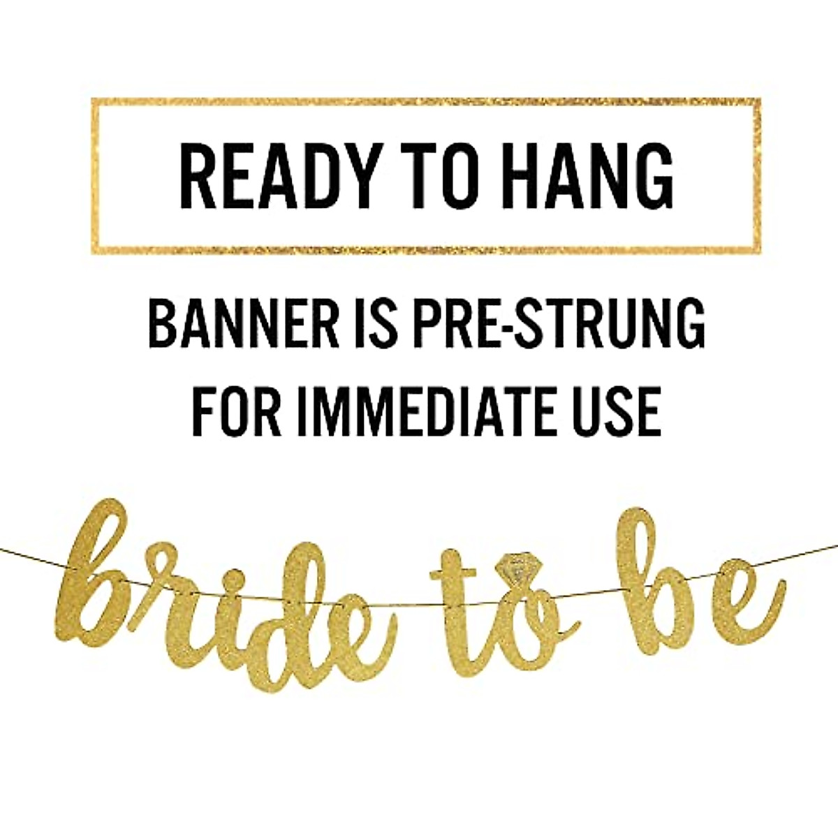 CC Party Co. Bride to Be Gold Glitter Banner with Diamond Ring Detail | bachelorette party | bridal shower | engagement party | wedding shower | hen party | decorative sign