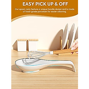 NJCharms Ceramic Spoon Rest for Stove Top, Porcelain Spoon Holder, Large Utensil Rest for Kitchen Counter, Spoon Rest for Spoon, Ladle, Spatula, Modern Farmhouse Kitchen Decor, 1 Pc