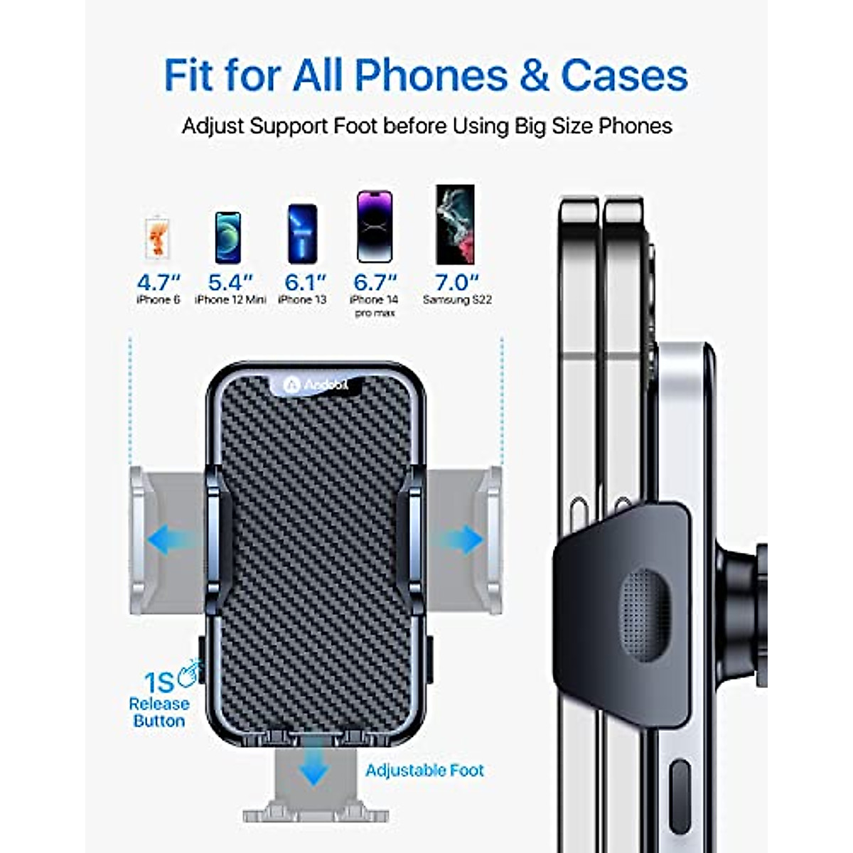 andobil Car Vent Phone Holder Mount [Upgraded Steel Hook, 3-Point Stable] Universal Vent Clip Cell Phone Holder Compatible with iPhone 14 Pro Max, Plus, 13, 12, S22, S23 etc, 360 Adjustable Holder