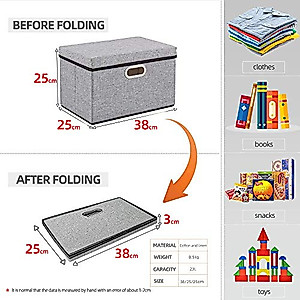 Foldable Fabric Storage Bins with Lids [3-Pack]with Removable Lid and Handles Fashionable Decorative Collapsible Linen Storage Box Used For Clothes Toys Books Home Closet Bed room Office