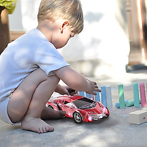 Light Up RC Remote Control Racing Car - 1:20 Scale Radio Control Sports Car with Flashing LED Lights - Ideal Gift Toy for Kids