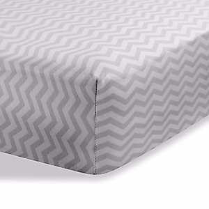 Abstract Jersey Cotton Knit Cradle Sheets - Ultra Soft Cradle Sheets Fitted 18" x 36" for Boys Girls Baby - Universal - Snug Fitted 6" Deep Pocket - Cotton - 18"x36" (Zigzag Grey)