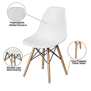 Modern Style Dining Chair, Home Kitchen Shell Lounge Plastic Chair, Mid Century Modern DSW Ergonomic Dining Chair for Living Room, Bedroom