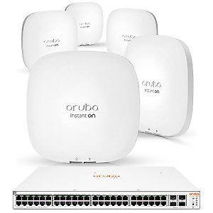 Aruba a Hewlett Packard Enterprise company Instant On 1930 48G Class4 PoE 4SFP/SFP+ 370W Switch + 5 Instant On AP22 (US) Access Points (JL686A+R4W01A)