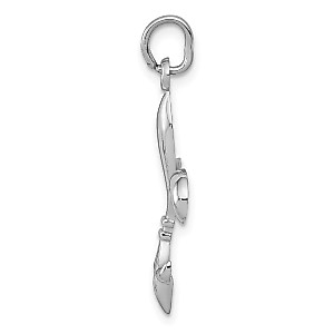 IceCarats 14K White Gold French Fleur De Lis Lily Flower Necklace Religious Pendant Saint Charm 30mm x 15mm Only