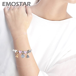 Rose Gold Shuttlecock Dangle Charms, 925 Sterling Silver Badminton Pendant with Clear CZ, fit Pandora DIY Sports Bracelet Bangle, Gifts for Sports Lover/Graduation/Friends