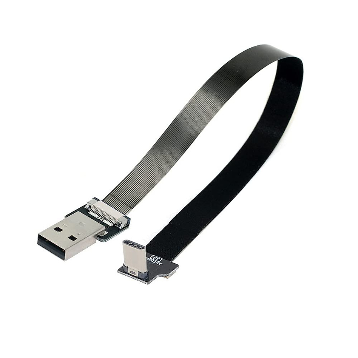 xiwai 0.5M Up Down Angled USB 2.0 Type-A Male to USB-C Type-C Male Data Flat Slim FPC Cable for FPV & Disk & Phone