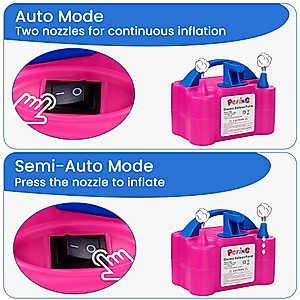PCFING Electric Air Balloon Pump and Balloon Tying Tool in One, Portable Dual Nozzle Electric Balloon Blower Air Pump Balloons Inflator with Tying Tool on Pump for Decoration, Party and Save Time