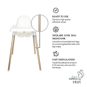 Nibble and Rest Highchair Decorative Leg Wraps, Bamboo Style, Compatible with IKEA Antilop Highchair, Includes 4 Pre-Cut Adhesive Strips