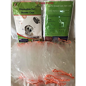 Disposable Pet Shower Caps, Ear Infection Prevention, Ears Drops Guard, Surgical Area Cover, Overhanging Ears Protection for Dogs, Cats in Bath, Rain, Water, 12 Caps/Pack (XLarge)