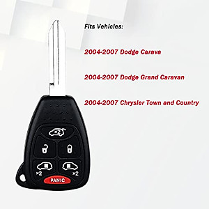 Keyless Remote Smart Replacement Key Fob Fits for 2004-2007 Chrysler Town and Country/Dodge Caravan/Chrysler Town and Country（FCC: M3N5WY72XX） Set of 2