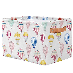 Fabric Storage Bins Hot Air Balloon Cute Small Shelf Basket With Handles Decorative Cubes Box Organizer Containers for Shelves Home Office Decor