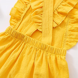 Detigee Baby Girl 1st Birthday Bodysuit Infant Backless Outfit (Yellow Sun, 12-18 Months)