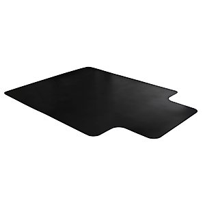 Floortex Black Chair Mat with Lip 45" x 53" for Hard Floors