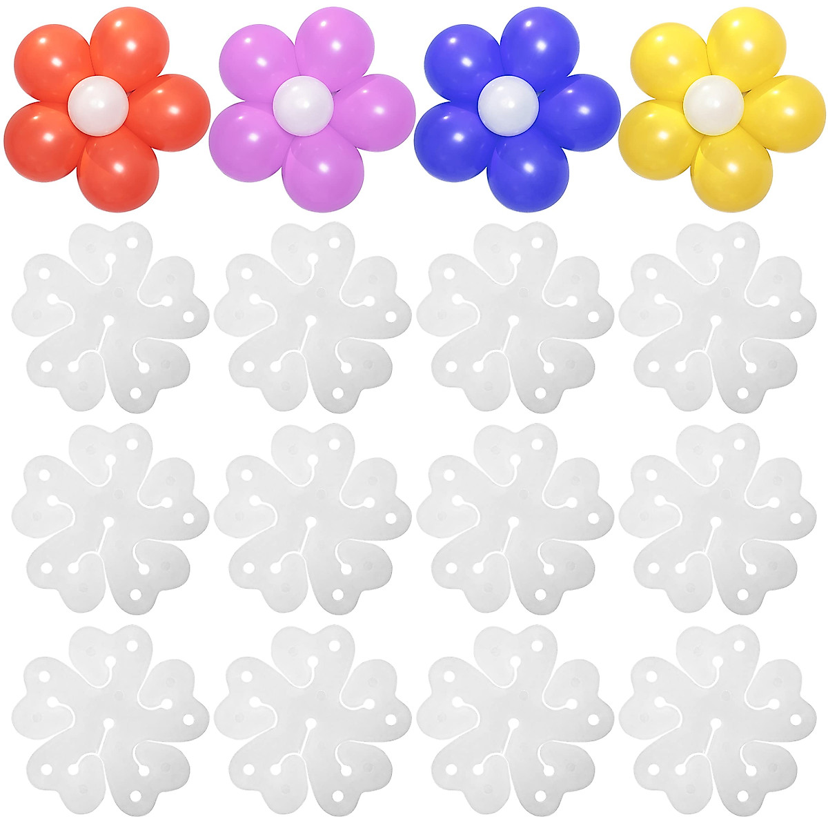 100 Pieces Flower Balloon Clips Balloon Holder Balloon Flower Clips for Balloon Arch for Baby Shower Wedding Event Decorations Birthday Party Supplies (Flower Style)