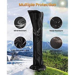 Haimmy Patio Heater Covers with Zipper, Waterproof, Dustproof, Electric Outdoor Heater Cover 43.9'' Height x 13.8" Length x 6.3" Width, Black