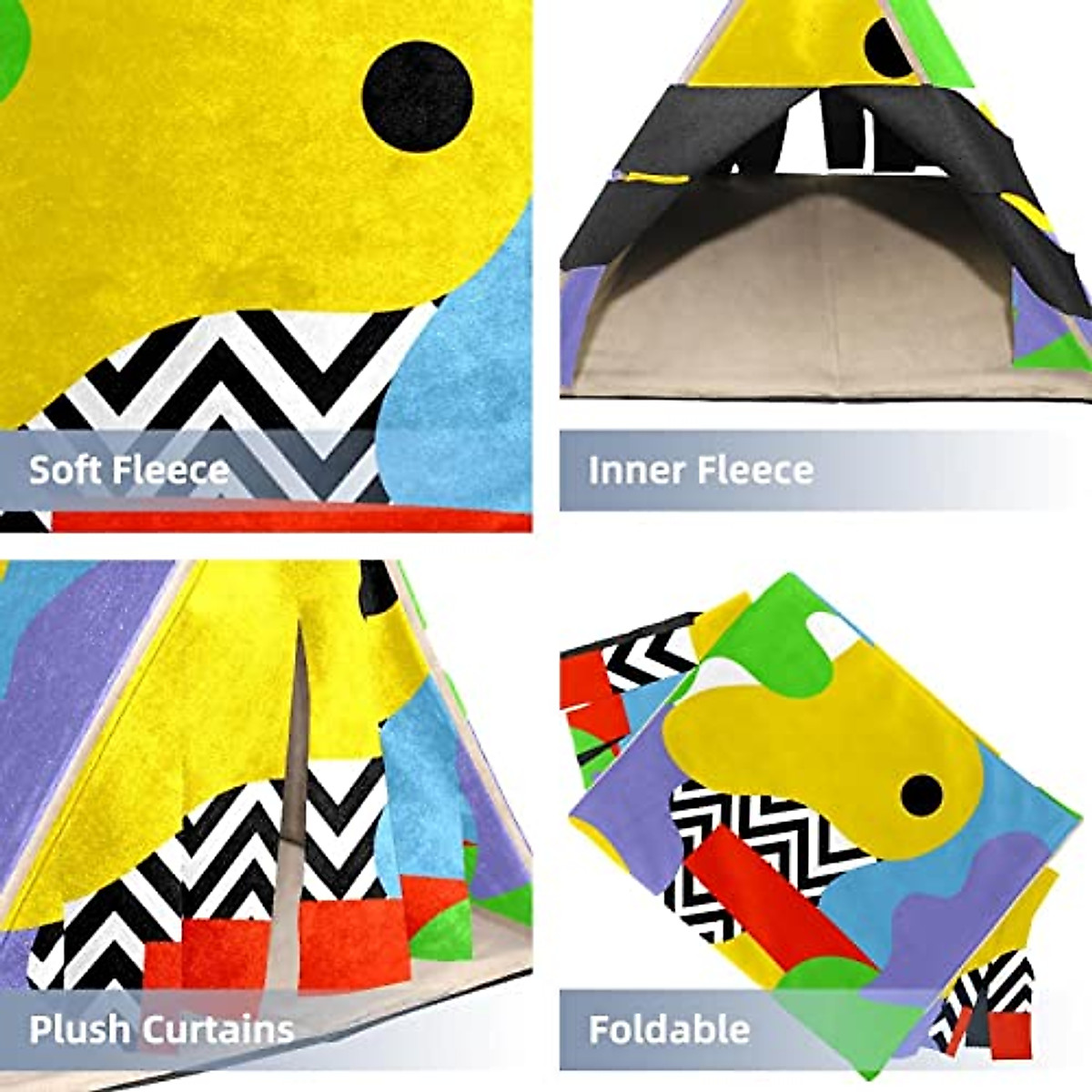 Y-DSIWX Guinea Pig Hideout Cozy Hamster House Cave for Bunny Chinchilla Hedgehog Small Animal Abstract Pattern Colorful