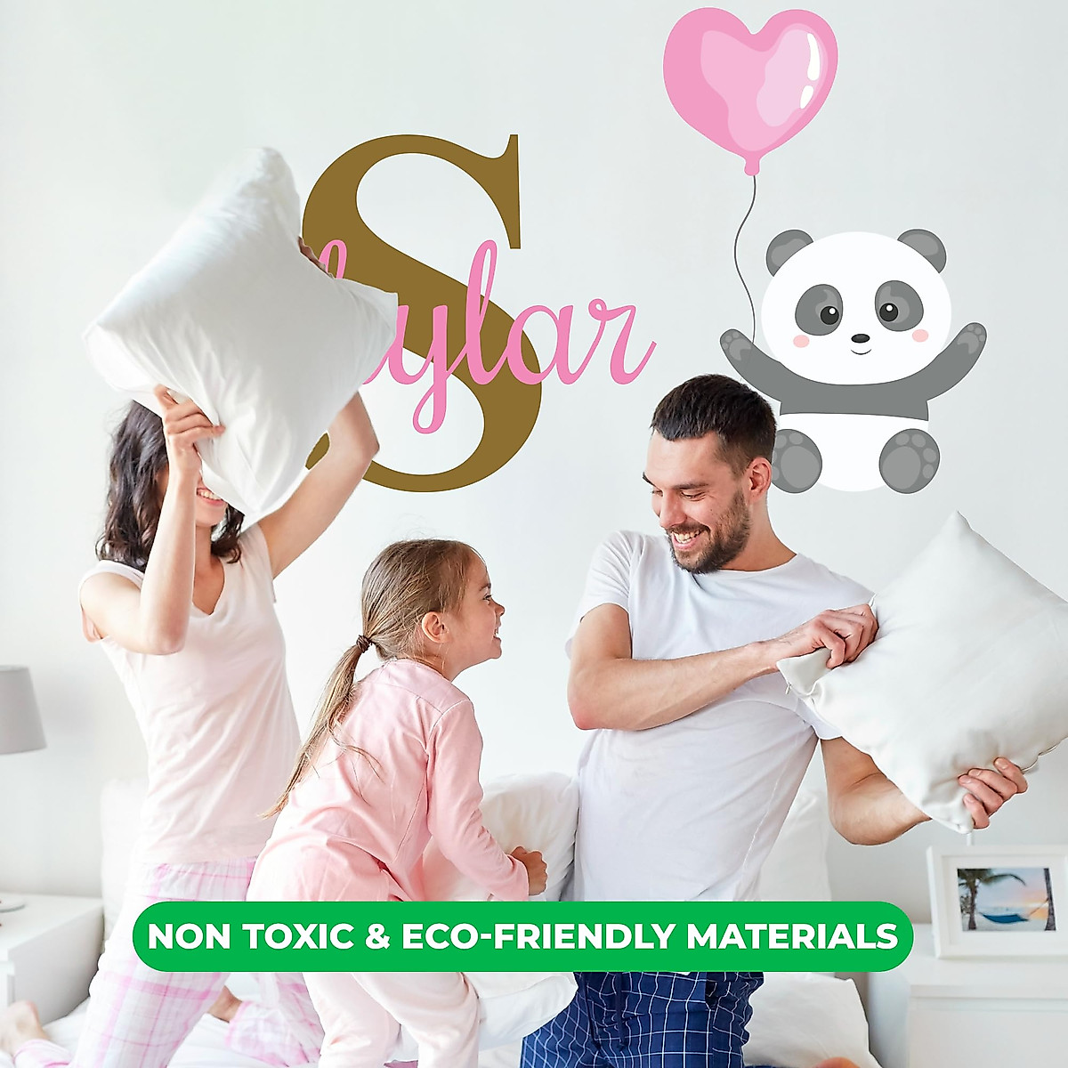 EGD Custom Name and Initial Panda Wall Decals | Panda Decorations for Kids | Room Decorations for Boy & Girl | Nursery Wall Decor | Panda Party Decorations | Multiple Customization Options