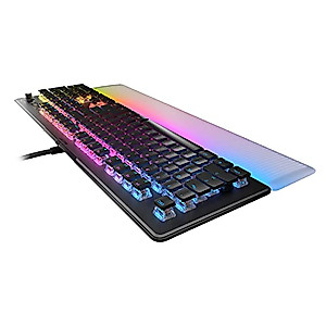 ROCCAT Vulcan II Max – Optical-Mechanical PC Gaming Keyboard with Customizable RGB Illuminated Keys and Palm Rest, Titan II Tactile Linear Switches, Aluminum Plate, 100M Keystroke Durability – Black