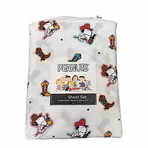 Berkshire Blanket & Home Co. Berkshire Peanuts Sheet Set (White - Western Cowboy, Queen)